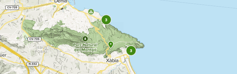 Las mejores rutas con una playa en Parque Natural del Montgó: Mapas ...